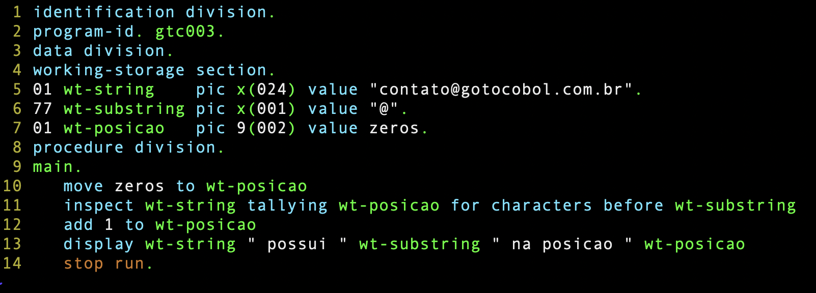 Como Localizar Uma Substring Dentro De Uma String Gotocobol